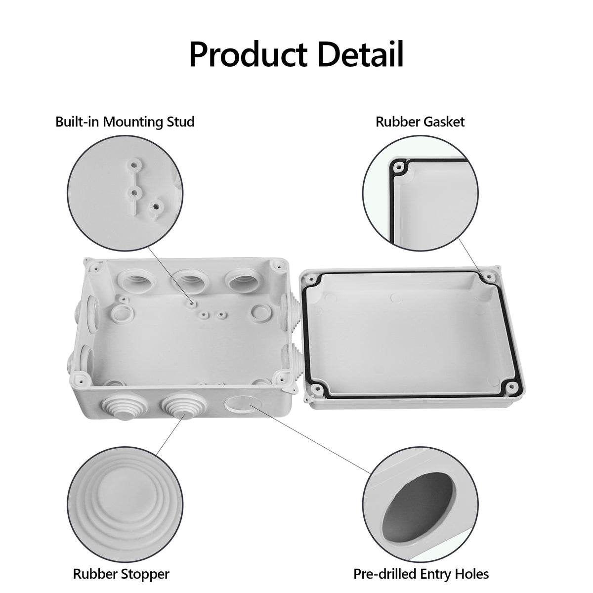 ABS Plastic Electrical Box Dustproof IP65,（5.9 x 4.3 x 2.8 inch）– Diivoo