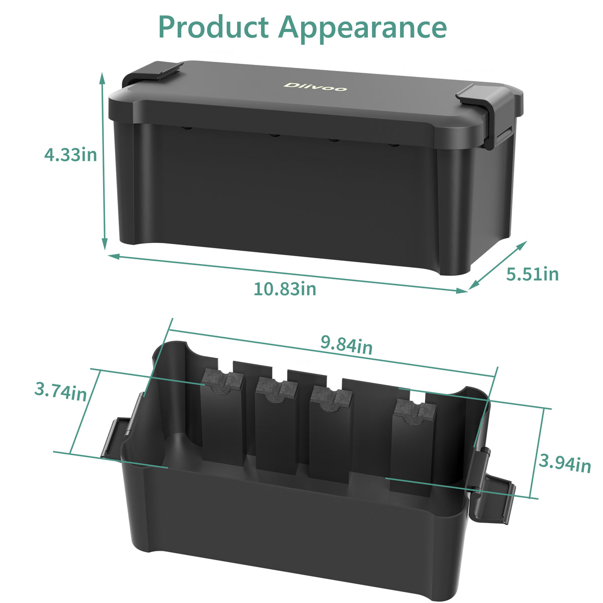 Diivoo Medium Outdoor Electrical Box Waterproof Medium （Black）