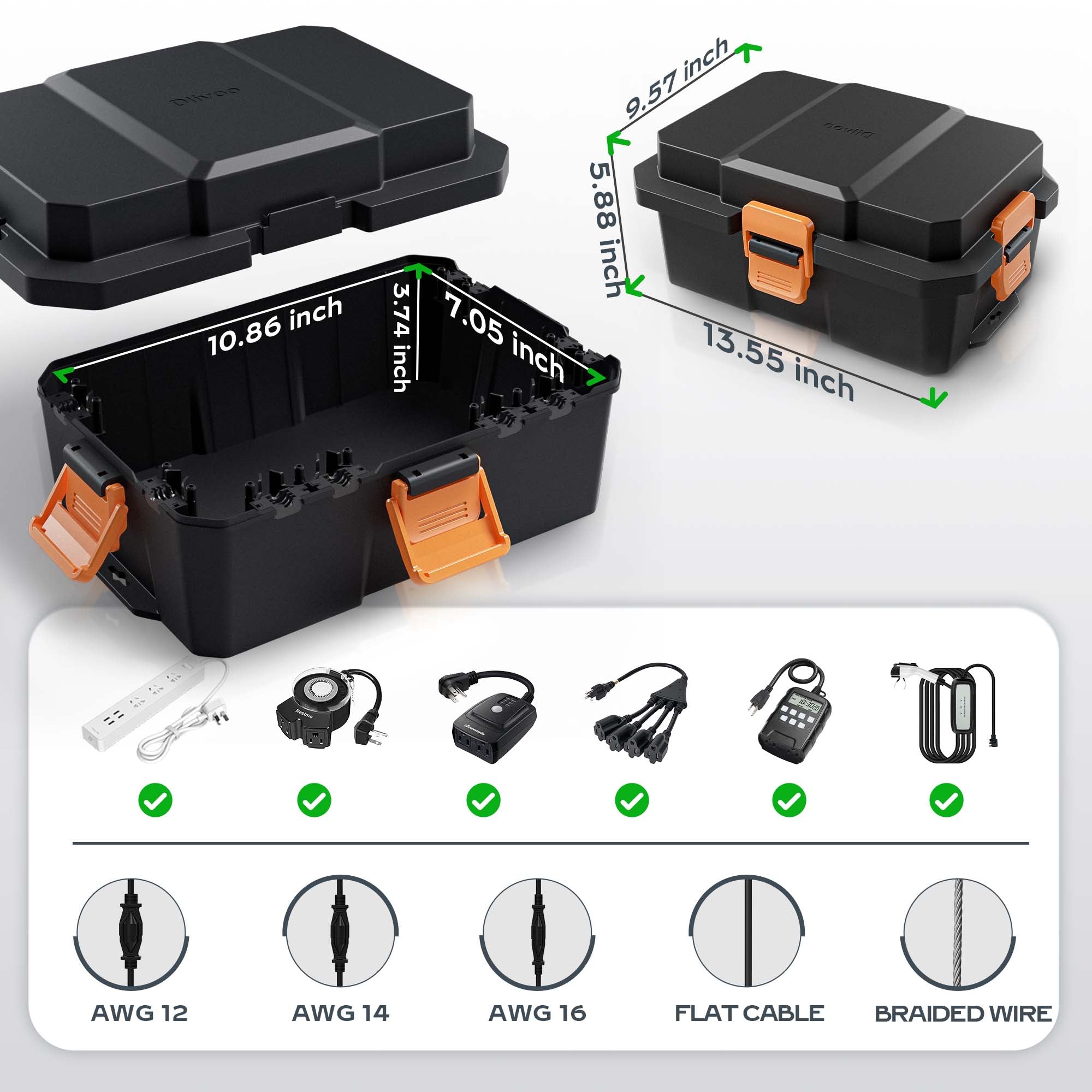 Diivoo Large Outdoor Electrical Box IP54 Waterproof 13.58"D x 9.65"W x
