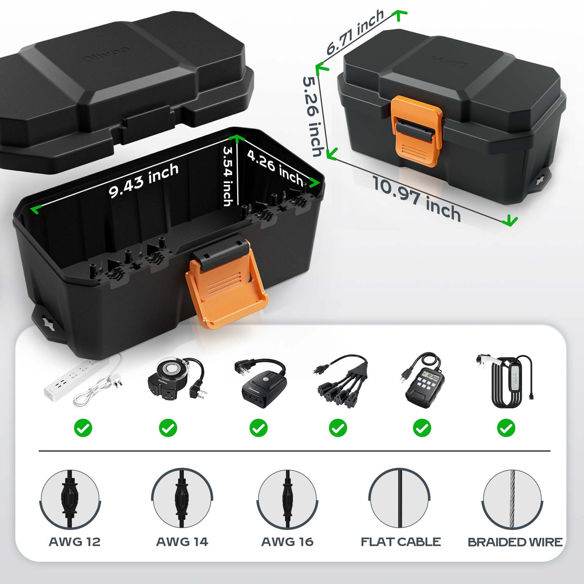 Diivoo Medium Outdoor Electrical Box IP54 Waterproof 9.43*4.26*4.7 inc